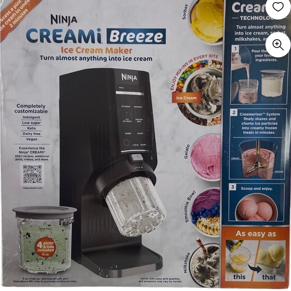 Ninja | Kitchen | Ninja Creami Breeze 7 One Touch Programs 4 Pints Ice ...